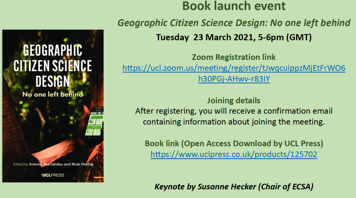 “Geographic Citizen Science Design: No one left behind” Book Launch ...