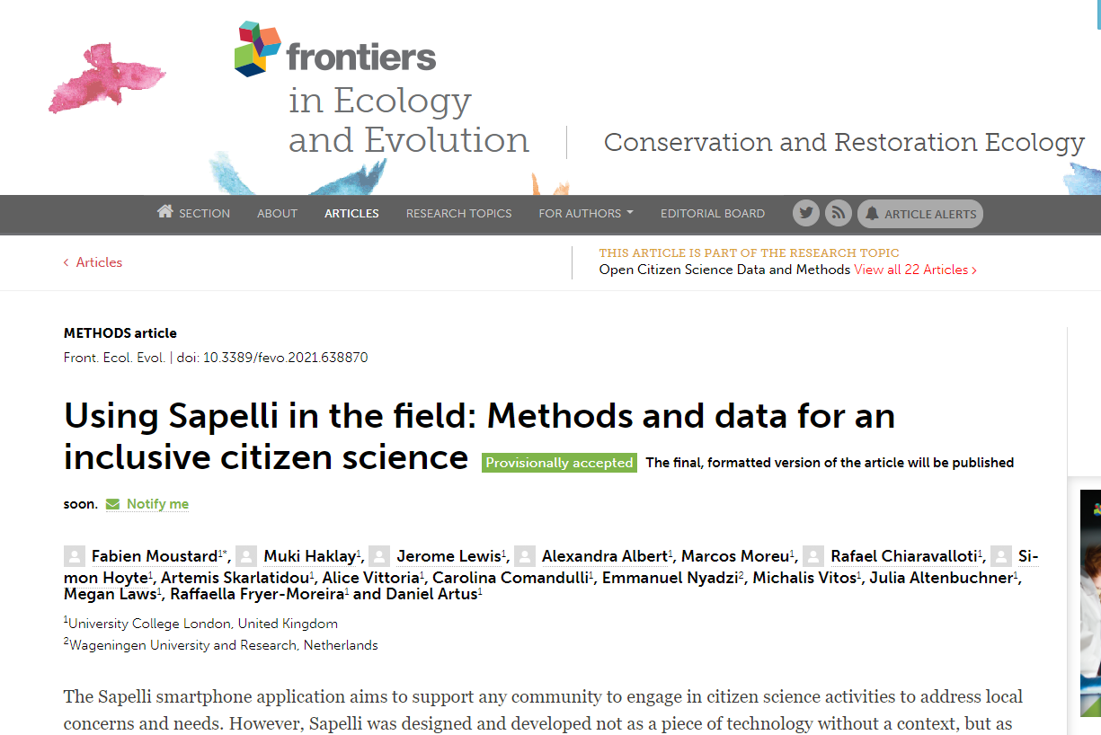 Using Sapelli in the Field – Extreme Citizen Science blog